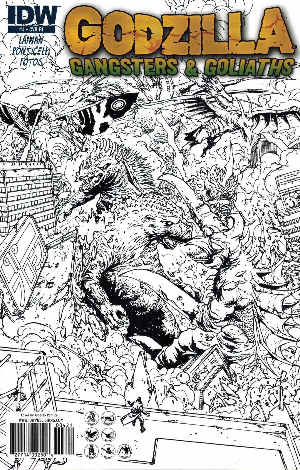 Godzilla: Gangsters & Goliaths #4 Black White Alberto Ponticelli Sketch ...