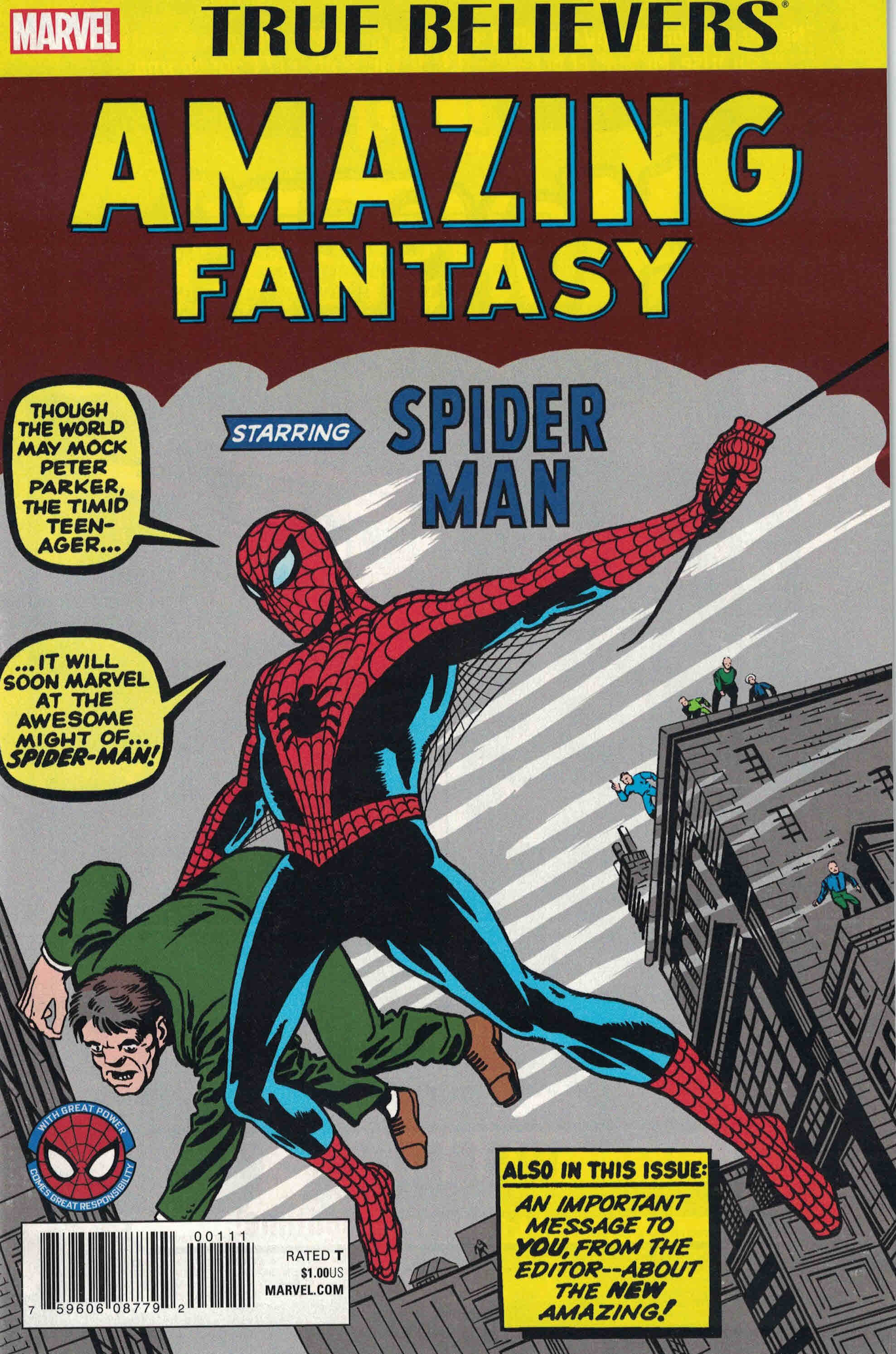 True Believers Amazing Fantasy #15 Spider-Man First Appearance Reprint ...