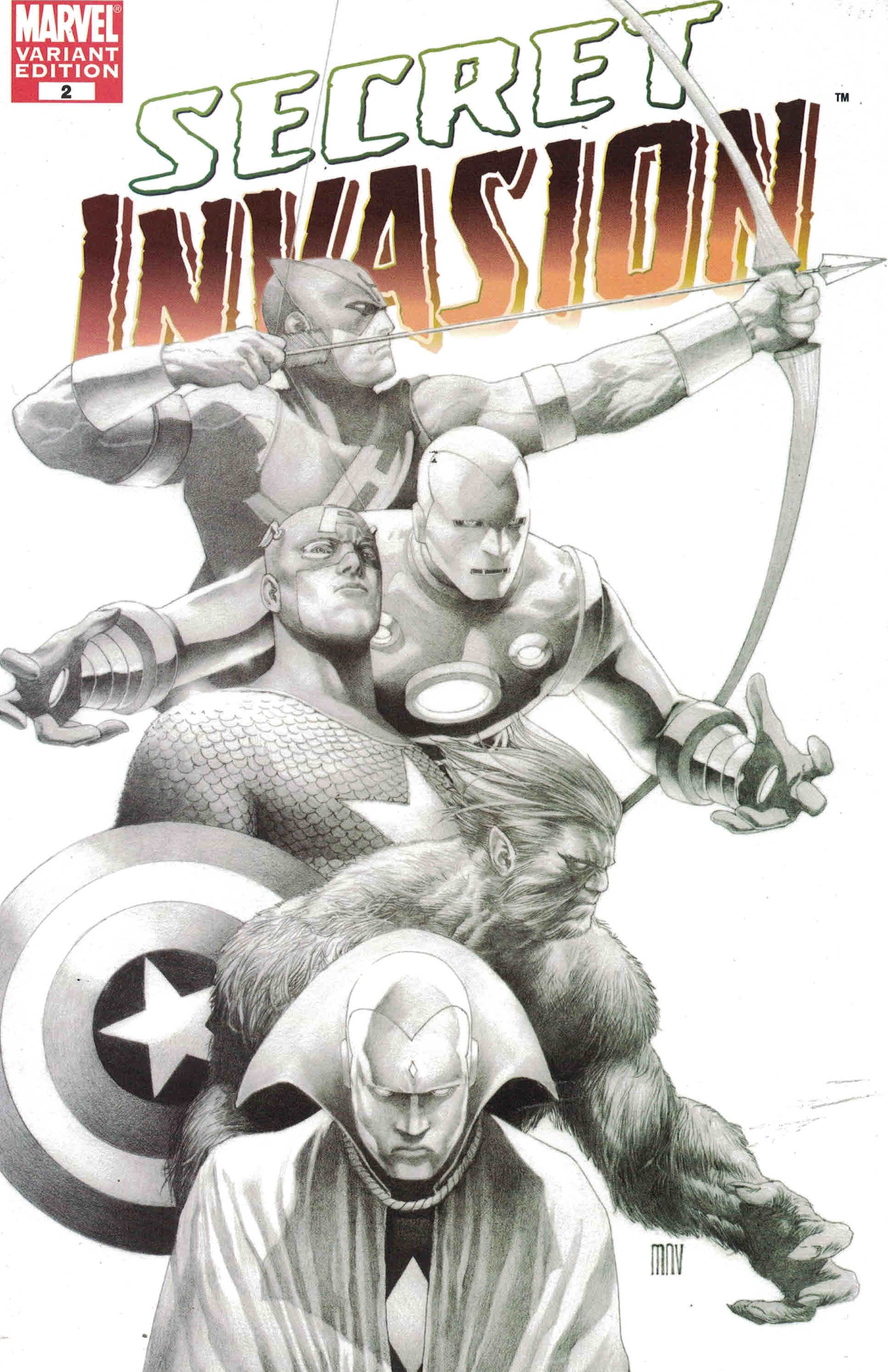 Secret Invasion #2 1:75 McNiven Sketch Variant Marvel 2008 Vision Iron ...